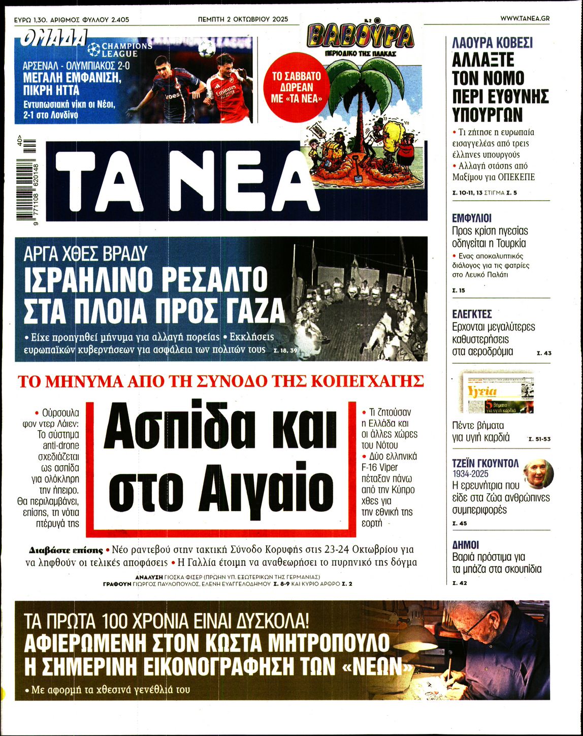 ΤΑ ΝΕΑ - Πρωτοσέλιδο Εφημερίδας